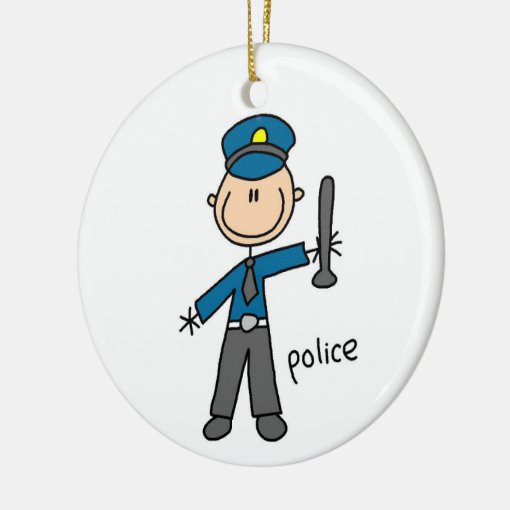 Police Officer Stick Figure Ceramic Ornament | Zazzle