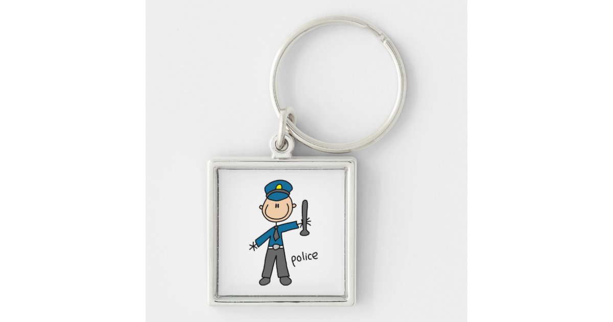Police Officer Stick Figure Keychain | Zazzle