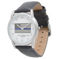 Police Officer Thin Blue Line Flag Men Watch | Zazzle
