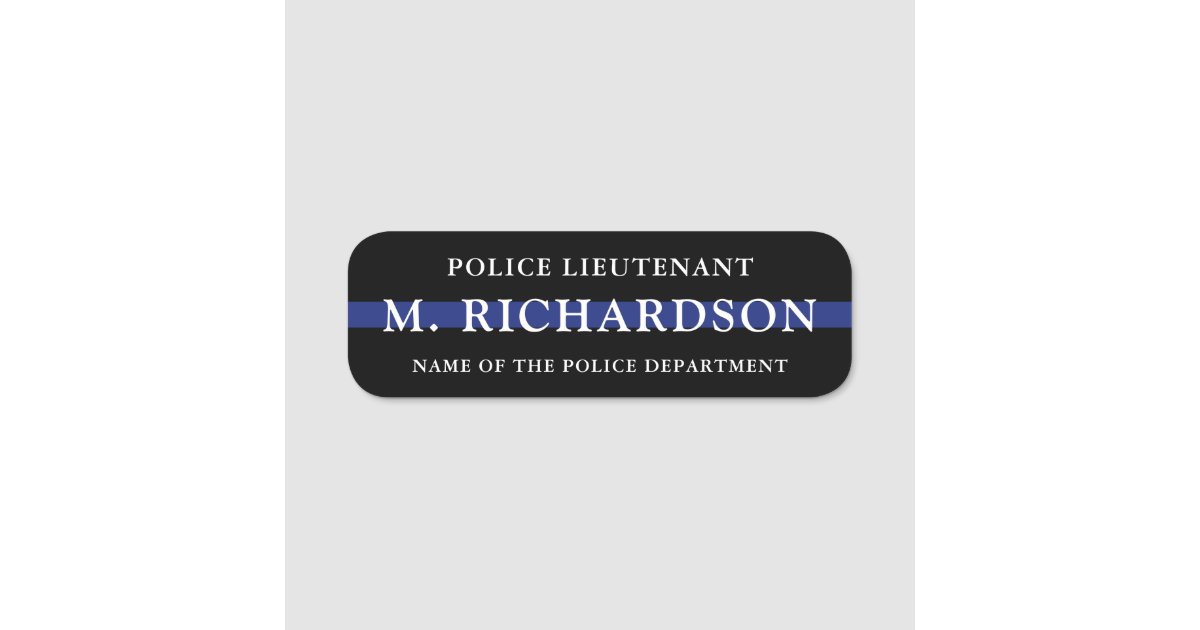 Police Officer Thin Blue Line Police Department Name Tag | Zazzle