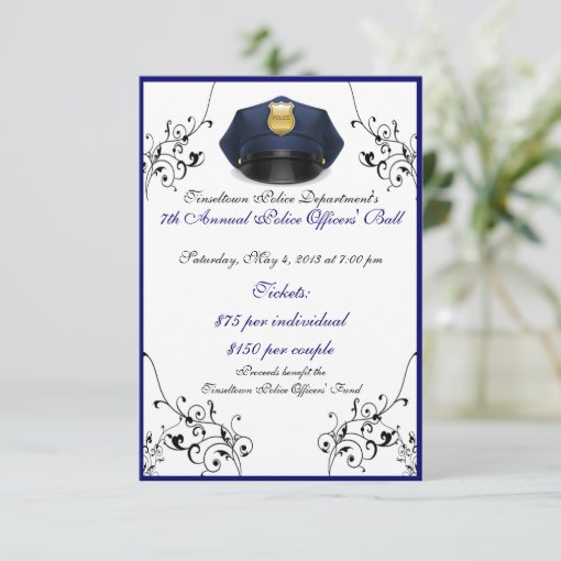 Police Officers' Ball Custom Front/Back RSVP Cards | Zazzle