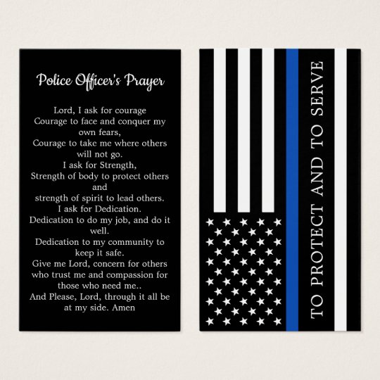Police Officers Prayer Card Poem Thin Blue Line | Zazzle.com