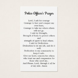Police Officers Prayer Poem Law Enforcement Card | Zazzle