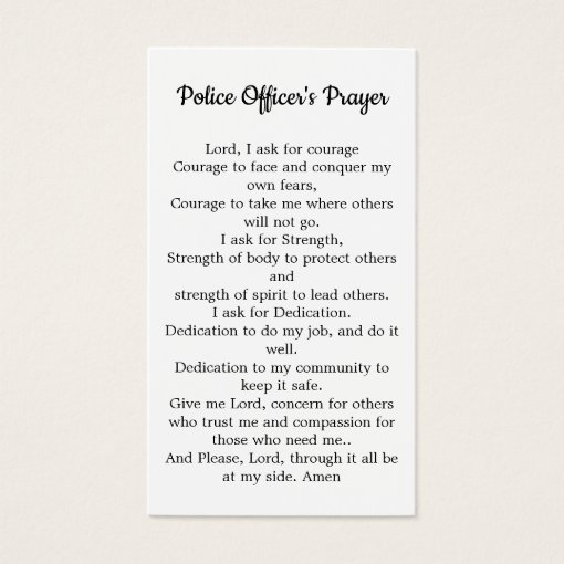 Police Officers Prayer Poem Law Enforcement Card | Zazzle