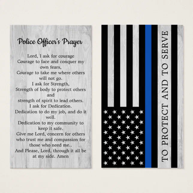 Police Officers Prayer Poem Thin Blue Line Card | Zazzle