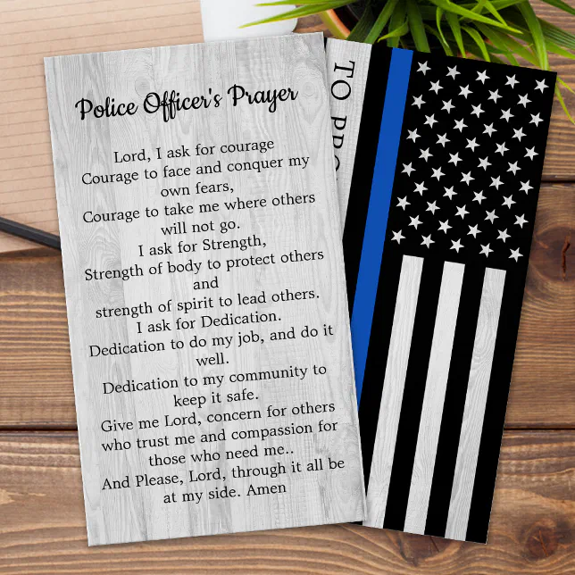 Police Officers Prayer Poem Thin Blue Line Card | Zazzle