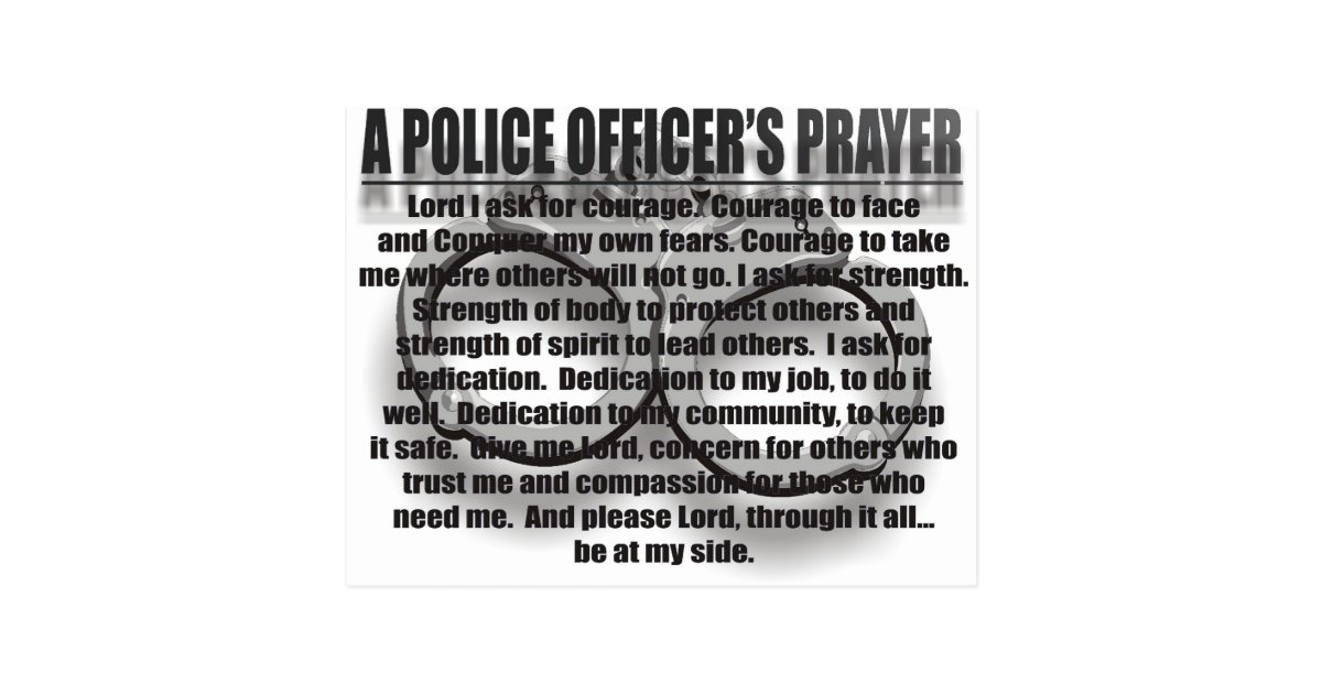 POLICE OFFICERS PRAYER POSTCARD | Zazzle.com