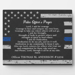 Police Officer's Prayer Thin Blue Line Plaque | Zazzle