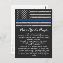 Police Officers Prayer Thin Blue Line Postcard | Zazzle