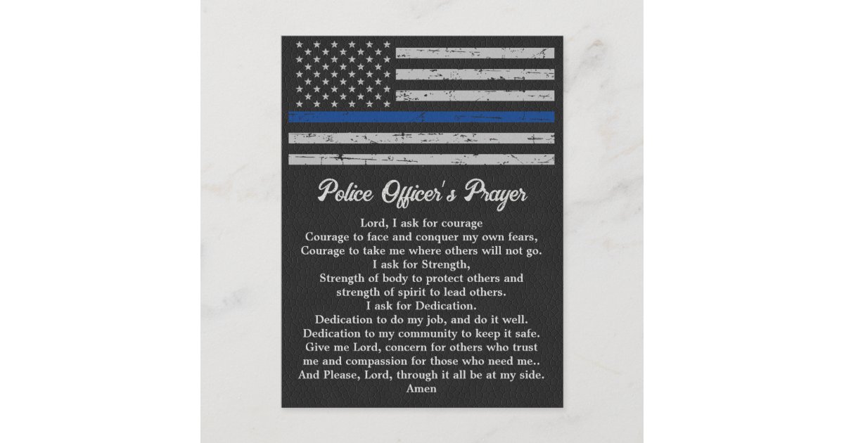 Police Officers Prayer Thin Blue Line Postcard | Zazzle