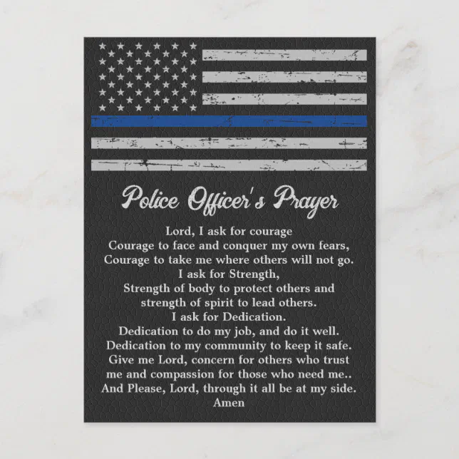 Police Officers Prayer Thin Blue Line Postcard | Zazzle