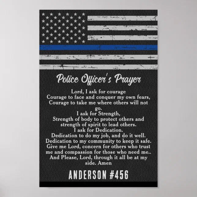 Police Officers Prayer Thin Blue Line Poster | Zazzle