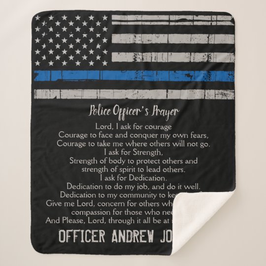 Police Officer's Prayer Thin Blue Line Sherpa Blanket | Zazzle.com