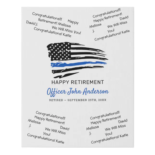 Police Party Thin Blue Line Retirement Guest Book | Zazzle