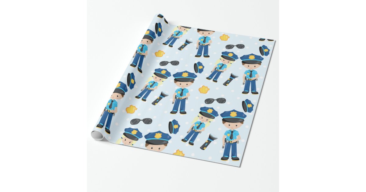 Police pattern wrapping paper | Zazzle