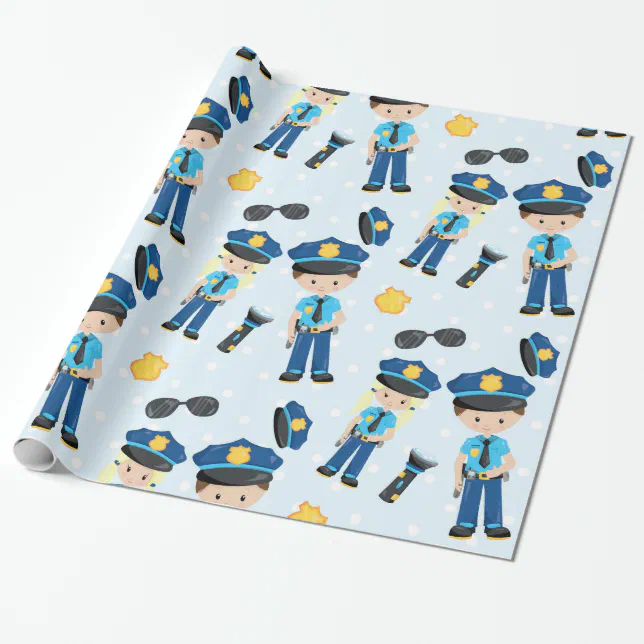 Police pattern wrapping paper | Zazzle
