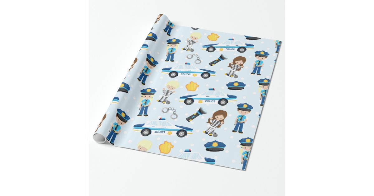 Police pattern wrapping paper | Zazzle