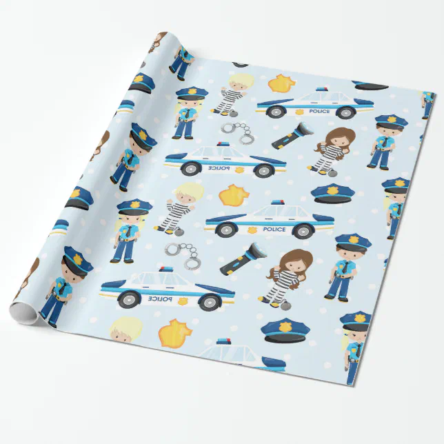 Police pattern wrapping paper | Zazzle