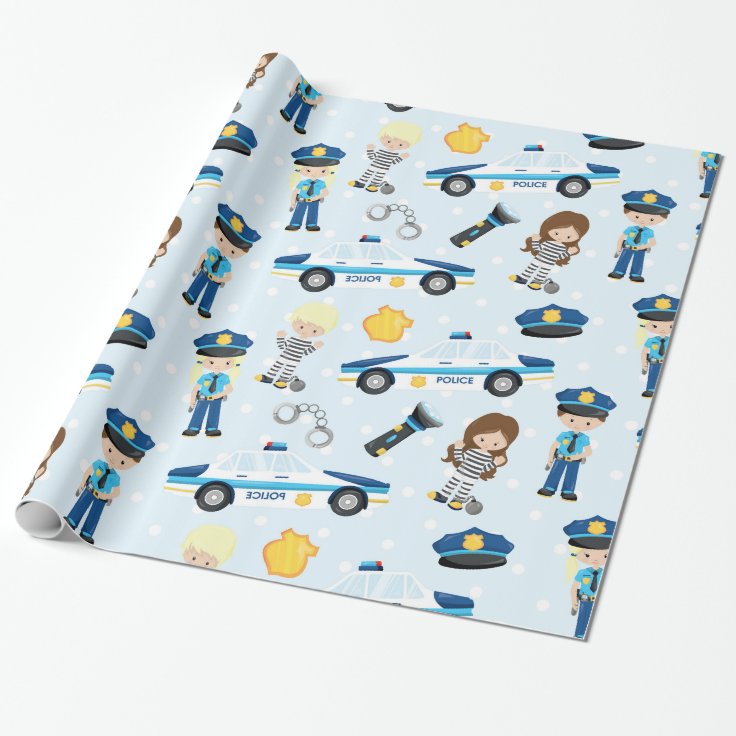 Police pattern wrapping paper | Zazzle
