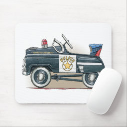 Police Pedal Car Cop Car Mouse Pad | Zazzle