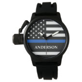 Police Personalized Thin Blue Line Law Enforcement Watch | Zazzle