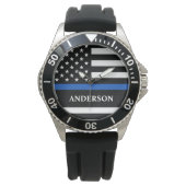 Police Personalized Thin Blue Line Law Enforcement Watch | Zazzle