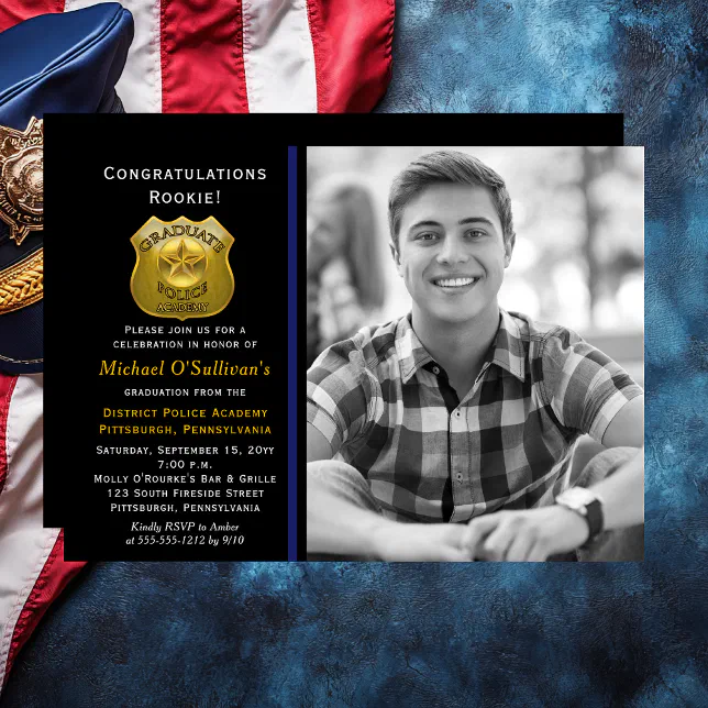 Police Photo Graduation Announcement | Party | Zazzle