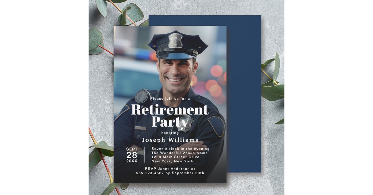 Police Photo Retirement Party Celebration Invitation | Zazzle