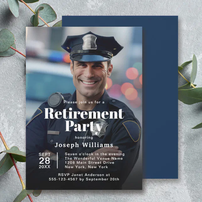 Police Photo Retirement Party Celebration Invitation | Zazzle