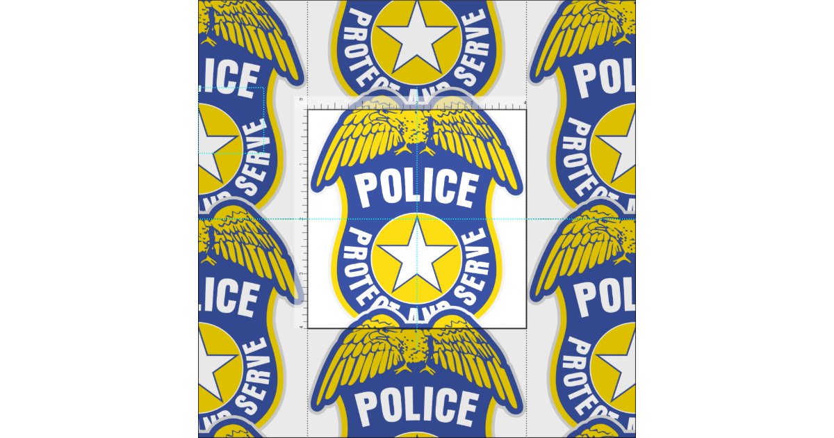 Police Protect and Serve Badge Fabric | Zazzle