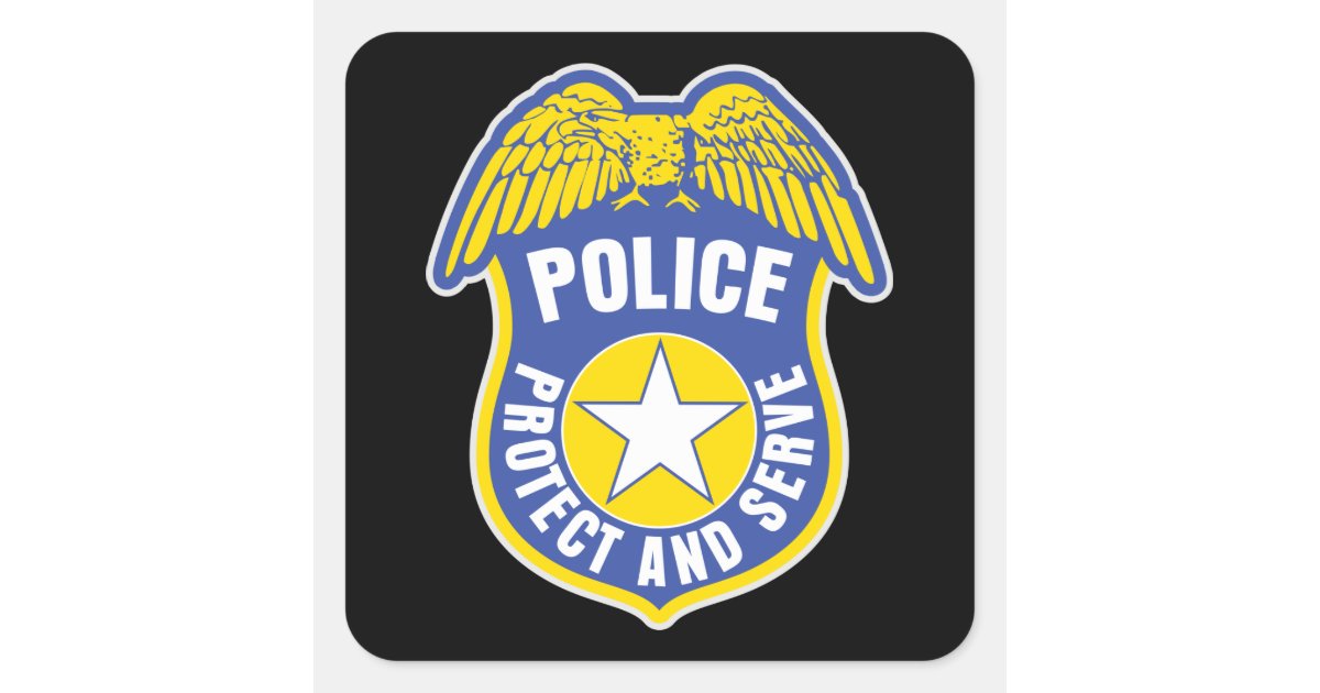 Police Protect and Serve Badge Square Sticker | Zazzle