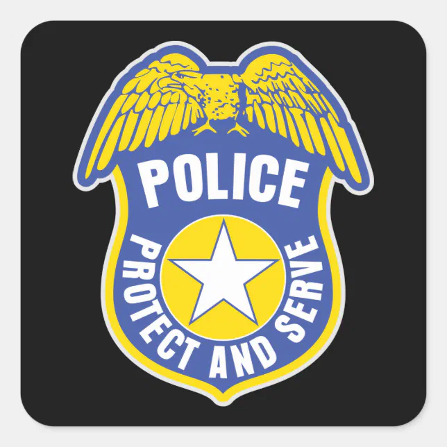 Police Protect and Serve Badge Square Sticker | Zazzle
