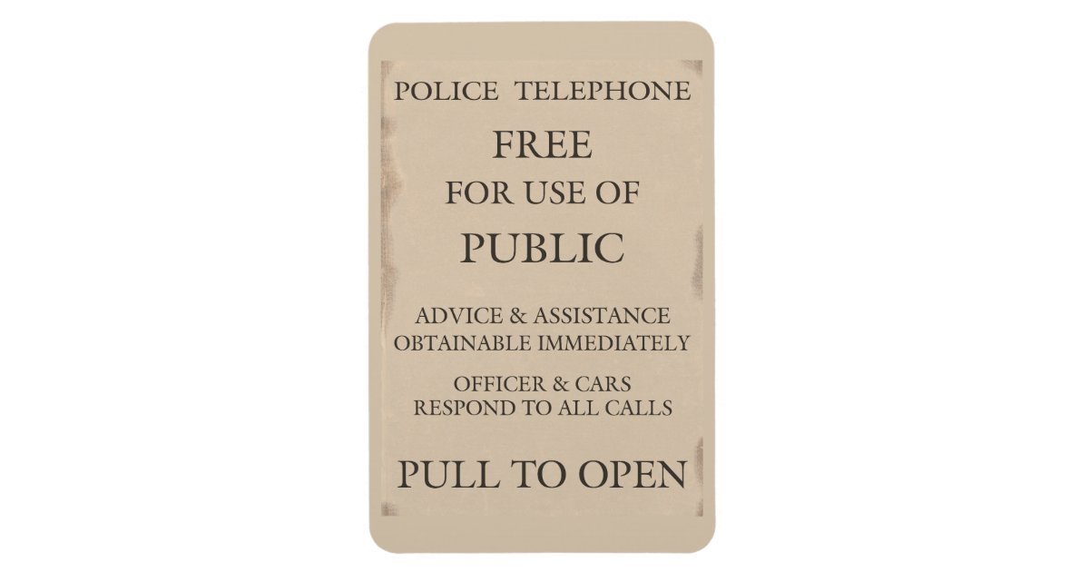 Police Public Call Phone Box Notice Magnet | Zazzle