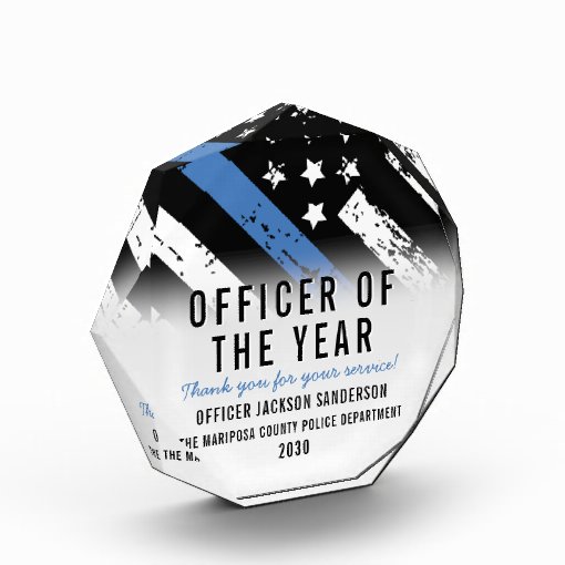 Police Recognition Law Employee of the Year Acrylic Award | Zazzle