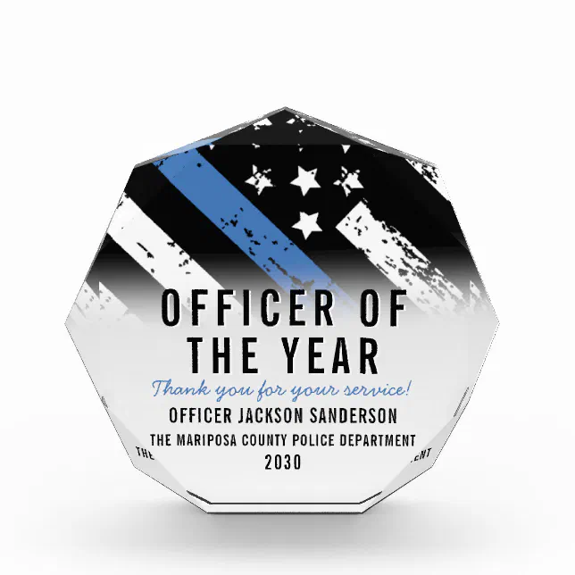 Police Recognition Law Employee of the Year Acrylic Award | Zazzle