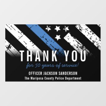 Police Retirement Anniversary Thin Blue Line Floor Decals | Zazzle