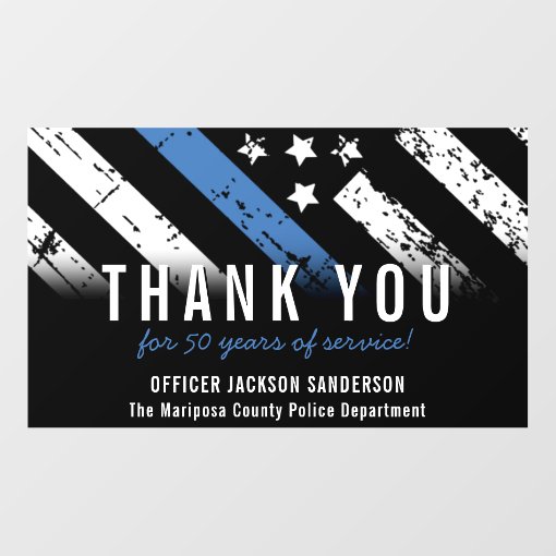 Police Retirement Anniversary Thin Blue Line Floor Decals | Zazzle