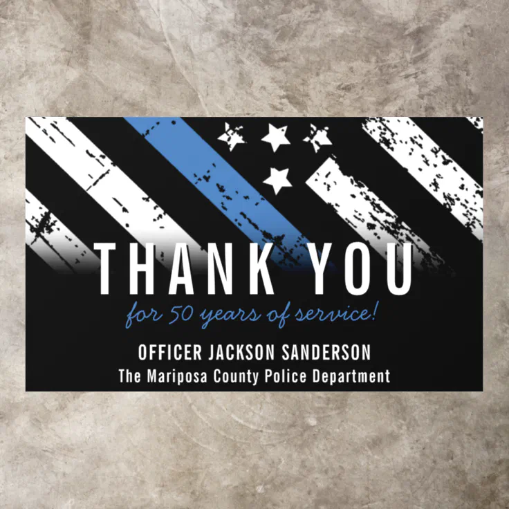Police Retirement Anniversary Thin Blue Line Floor Decals | Zazzle