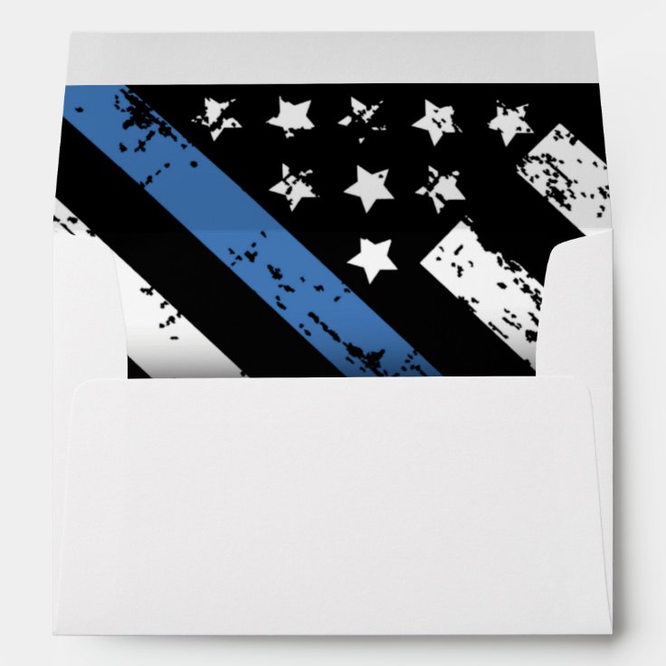Police Retirement Blue Line Flag Law Enforcement Envelope | Zazzle