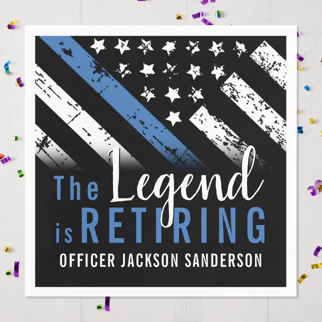 Police Retirement Blue Line Flag Law Enforcement Napkins | Zazzle