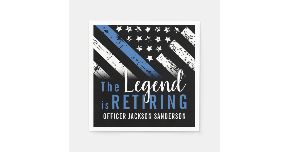 Police Retirement Blue Line Flag Law Enforcement Napkins | Zazzle