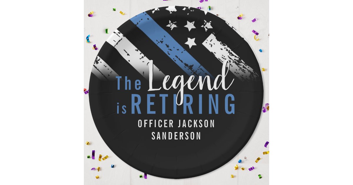 Police Retirement Blue Line Flag Law Enforcement Paper Plates | Zazzle