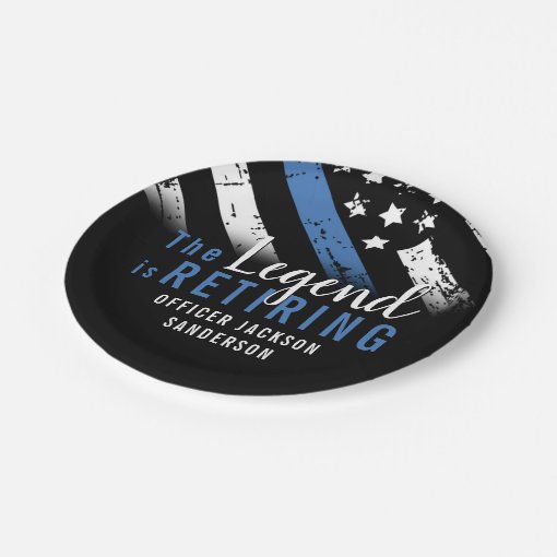 Police Retirement Blue Line Flag Law Enforcement Paper Plates | Zazzle
