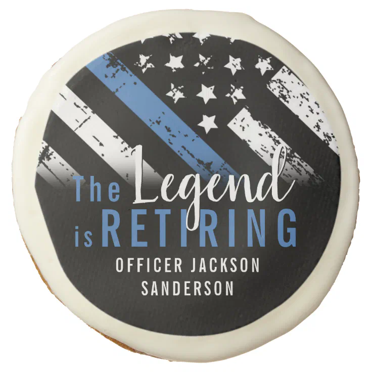 Police Retirement Blue Line Flag Law Enforcement Sugar Cookie | Zazzle