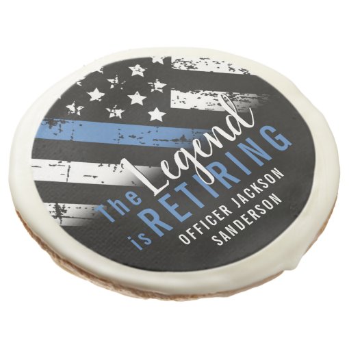 Police Retirement Blue Line Flag Law Enforcement Sugar Cookie | Zazzle