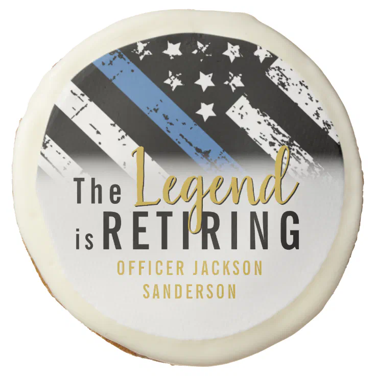 Police Retirement Blue Line Flag Law Enforcement Sugar Cookie | Zazzle