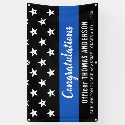 Police Retirement Graduation Party Thin Blue Line Banner | Zazzle