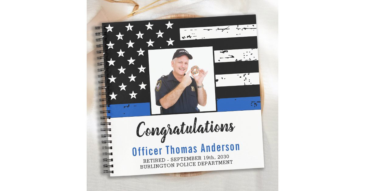 Police Retirement Guest Book Custom Photo Party | Zazzle