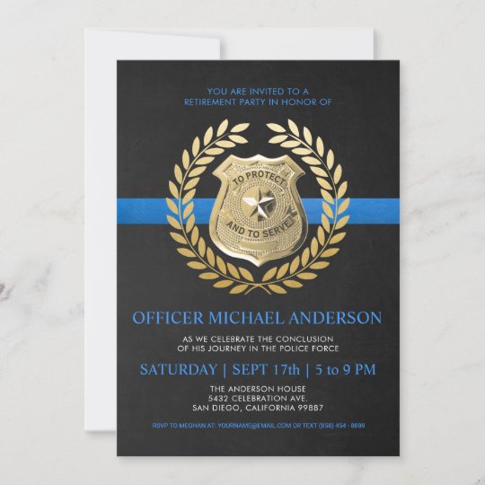 Police Retirement Invitations | Police Badge | Zazzle