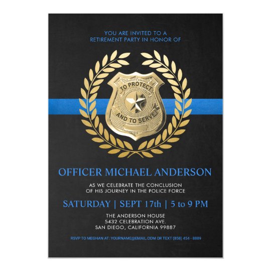 Police Retirement Invitations | Police Badge | Zazzle.com